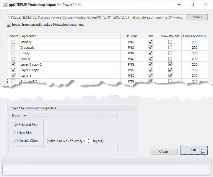 pptXTREME Photoshop Import