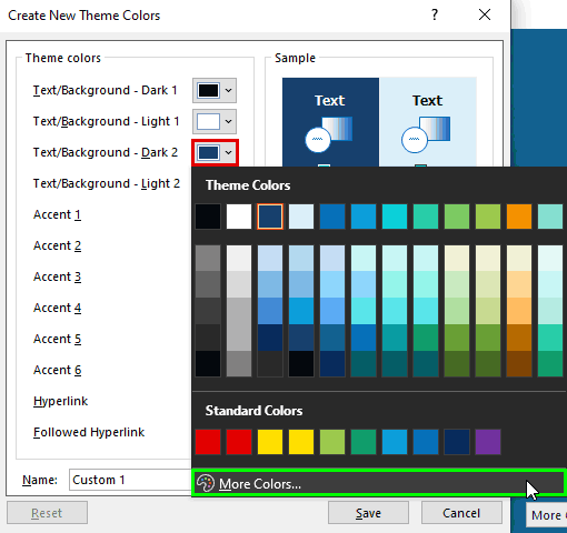 Choose the More Colors option