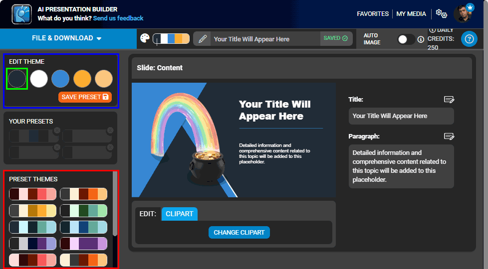 Preset Themes in PresenterMedia